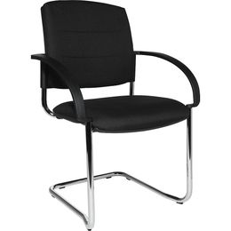 eurokraft pro Freischwinger, VE 2 Stück, Rückenlehne gepolstert, schwarz, Sitz schwarz