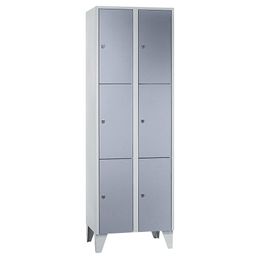 Wolf 3er-Schließfachschrank München, 2 Abteile, Breite 600 mm, silbergrau