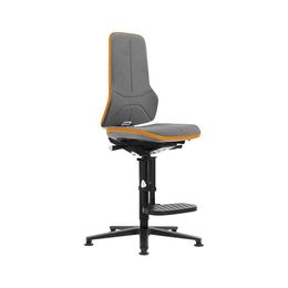 bimos NEON Arbeitsdrehstuhl, Gleiter, Aufstiegshilfe, Synchronmechanik, Supertec, Flexband orange
