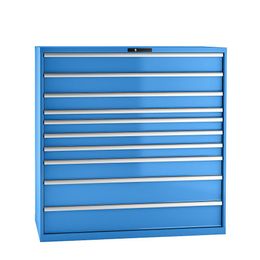 LISTA Schubladenschrank, Stahlblech, HxB 1450 x 1431 mm, 10 Schubladen, Tragkraft 200 kg, lichtblau