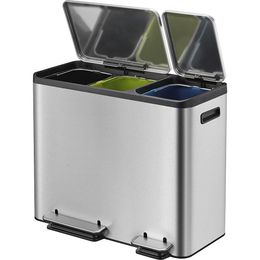 EKO Tretabfallsammler, Volumen 3 x 15 l, BxHxT 605 x 492 x 321 mm, Edelstahl, 3fach-Sammler