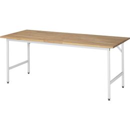 Rau Arbeitstisch, höhenverstellbar, Gestell 30 x 30 mm, Buchenplatte massiv, BxT 2000 x 800 mm, lichtgRau