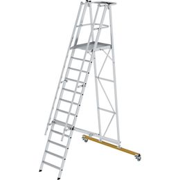 MUNK Alu-Plattformleiter, fahrbar, mit 3-seitigem Plattformgeländer, 12 Sprossen inkl. Plattform