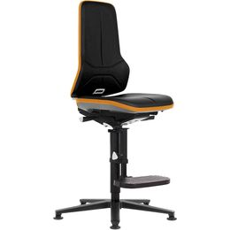 bimos NEON Arbeitsdrehstuhl, Gleiter, Aufstiegshilfe, Synchronmechanik, Kunstleder, Flexband orange