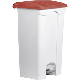Helit Treteimer, aus Polypropylen, 90 l, Deckel rot, mit Rollen