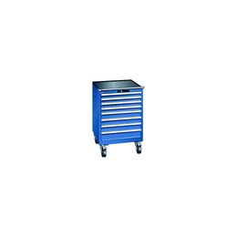 LISTA Schubladenschrank, fahrbar, BxT 717 x 725 mm, 8 Schubladen, enzianblau