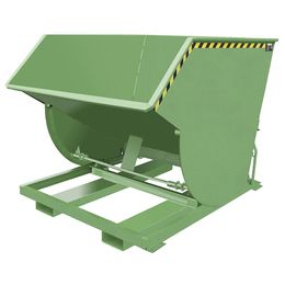 eurokraft pro Kippbehälter, schmale Ausführung, Volumen 2,0 m³, Traglast 3000 kg, resedagrün RAL 6011