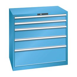 LISTA Schubladenschrank, 5 Schubladen, BxTxH 1023 x 725 x 1000 mm, lichtblau