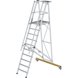MUNK Alu-Plattformleiter, fahrbar, mit 3-seitigem Plattformgeländer, 10 Sprossen inkl. Plattform