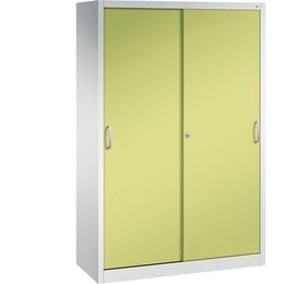 C+P ACURADO Schiebetürenschrank, 4 Fachböden, HxBxT 1950 x 1200 x 500 mm, lichtgrau / viridingrün