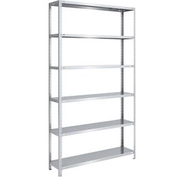 eurokraft pro Schwerlast-Schraubregal, verzinkt, Regalhöhe 2500 mm, Grundregal, Breite x Tiefe 1300 x 400 mm
