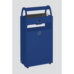 Var Abfallbehälter mit Ascher, Volumen 60 l, BxHxT 480 x 960 x 250 mm, blau RAL 5010