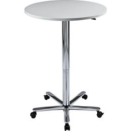 eurokraft pro Bistrotisch, höhenverstellbar, Gestell verchromt, lichtgrau