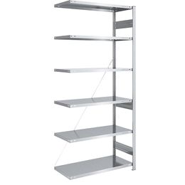eurokraft pro Schwerlast-Steckregal, verzinkt, Regalhöhe 2500 mm, Anbauregal, BxT 1000 x 600 mm