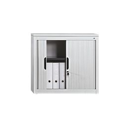 C+P Rollladenschrank mit Horizontal-Jalousie, HxBxT 720 x 800 x 420 mm, 1 Fachboden, 1,5 Ordnerhöhen, lichtgrau