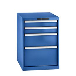 LISTA Schubladenschrank, Stahlblech, HxB 800 x 564 mm, 4 Schubladen, enzianblau