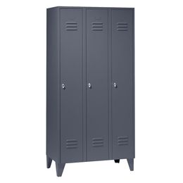 Wolf Spind Berlin 2, 3 Abteile, blaugrau, Breite 900 mm, flache Dachform