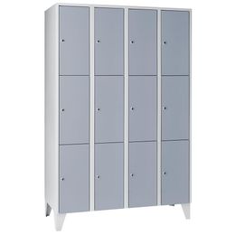 Wolf 3er-Schließfachschrank München, 4 Abteile, Breite 1200 mm, silbergrau