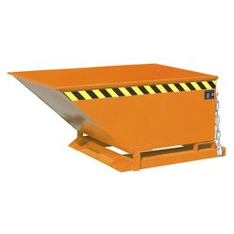 eurokraft pro Kippmulde mit Klappmechanismus, Bauform niedrig, Volumen 0,4 m³, orange RAL 2000