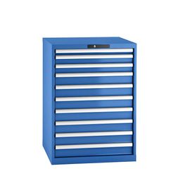 LISTA Schubladenschrank, Stahlblech, HxB 1000 x 717 mm, 10 Schubladen, enzianblau