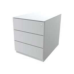 Bisley Rollcontainer Note™, mit 3 Universalschubladen, HxBxT 502 x 420 x 565 mm, mit Griffleiste und Top, verkehrsweiß