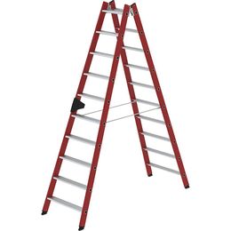 MUNK Kunststoffleiter, mit geriffelten Aluminium-Stufen, 2 x 10 Stufen
