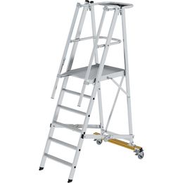 MUNK Alu-Plattformleiter, fahrbar, mit 3-seitigem Plattformgeländer, 6 Sprossen inkl. Plattform