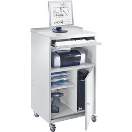 eurokraft basic PC-Pult, mobil, HxBxT 1170 x 690 x 590 mm, lichtgrau RAL 7035