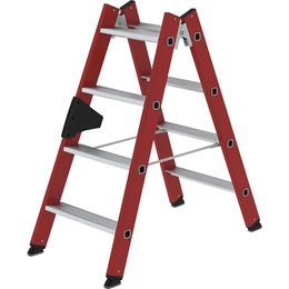 MUNK Kunststoffleiter, mit geriffelten Aluminium-Stufen, 2 x 4 Stufen