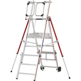 Hymer Alu-Plattformleiter, Teleskop-Ausführung, 3 - 5 Sprossen inkl. Plattform