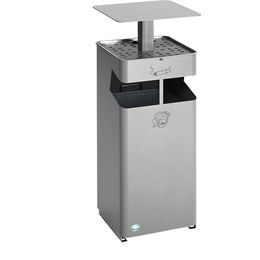Var Abfallsammler/Ascher, mit Dach, Volumen 38 l, silber