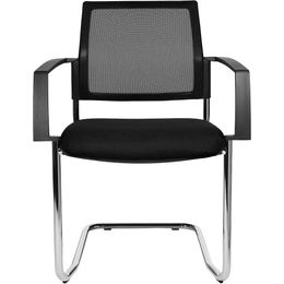 Topstar Netz-Stapelstuhl, Freischwinger, VE 2 Stk, Sitz schwarz, Gestell chrom