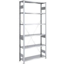 eurokraft pro Schwerlast-Steckregal, verzinkt, Regalhöhe 2500 mm, Grundregal, BxT 1000 x 400 mm