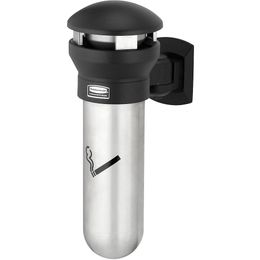 Rubbermaid Moderner Edelstahl-Wandascher, 2,3 l, HxØ 457 x 300 mm, silber / schwarz