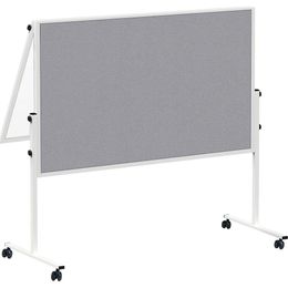 Maul Moderationstafel Maulsolid, fahrbar, klappbar, Whiteboard / Filzoberfläche grau