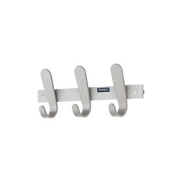 eurokraft pro Garderobenleiste, 3 Mantelhaken, HxBxT 130 x 360 x 60 mm, VE 2 Stück, Hakenfarbe Silber