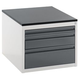 Rau Schubladenschrank mit Teleskopführungen, Höhe 460 mm, Schubladen 1 x 60, 1 x 120, 1 x 180 mm, lichtgRau / anthrazit-metallic, Breite 580 mm