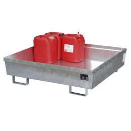 eurokraft pro Stahl-Auffangwanne mit Randprofilierung, LxBxH 1200 x 1200 x 335 mm, ohne Rost, feuerverzinkt