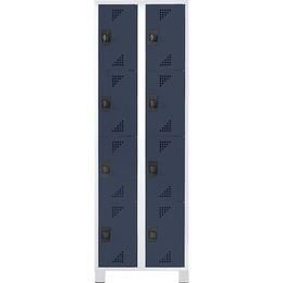eurokraft pro 4er-Schließfachschrank Bremen, 2 Abteile, lichtgrau / anthrazitgrau, Breite 600 mm, 8 Fächer