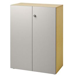 eurokraft pro Aktenschrank, Flügeltüren, 2 Fachböden, Ahorn-Dekor / alusilber