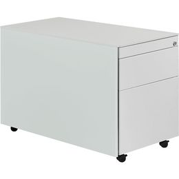Mauser Schubladencontainer mit Rollen, HxT 570 x 800 mm, 1 Materialschub, 1 Hängeregistratur, lichtgrau / lichtgrau / lichtgrau