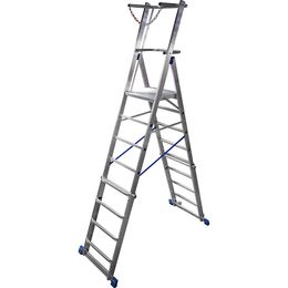 Krause Teleskop-Plattformleiter, höhenverstellbar durch ClickMatic-System, 6 - 8 Sprossen