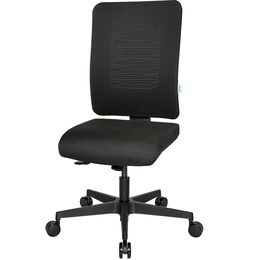 eurokraft pro Bürostuhl V1 Flachsitz, Kunststoff-Fußkreuz, Rückenlehne netzbespannt, schwarz