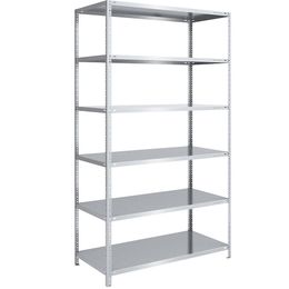 eurokraft pro Schwerlast-Schraubregal, verzinkt, Regalhöhe 2500 mm, Grundregal, Breite x Tiefe 1300 x 800 mm