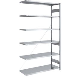 eurokraft pro Schwerlast-Steckregal, verzinkt, Regalhöhe 2500 mm, Anbauregal, BxT 1300 x 600 mm