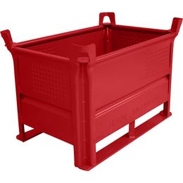 Heson Stapelbeh&auml;lter mit Kufen, LxB 800 x 500 mm, Traglast 500 kg, rot, ab 1 Stk