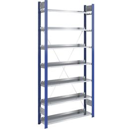 hofe Ordner-Steckregal, einseitig, Höhe 2350 mm, BxT 1000 x 300 mm, Grundregal, blau / verzinkt