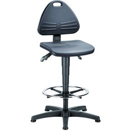 bimos Arbeitsdrehstuhl, gepolstert mit PU-Schaum, mit Bodengleitern und Fußring, Gasfeder-Höhenverstellung 580 - 850 mm