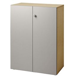 eurokraft pro Aktenschrank, Flügeltüren, 2 Fachböden, Nussbaum-Dekor / alusilber