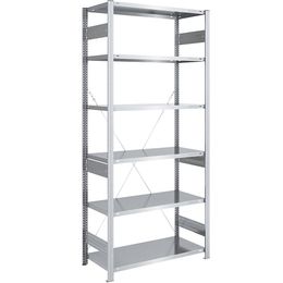 eurokraft pro Schwerlast-Steckregal, verzinkt, Regalhöhe 2500 mm, Grundregal, BxT 1000 x 600 mm